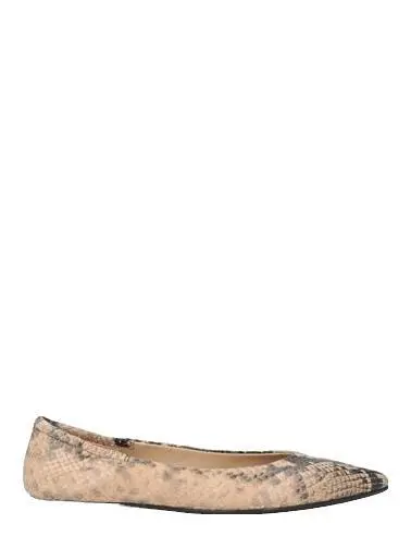 POMME D'OR Leather Snakeskin-print Ballet Flats - Beige