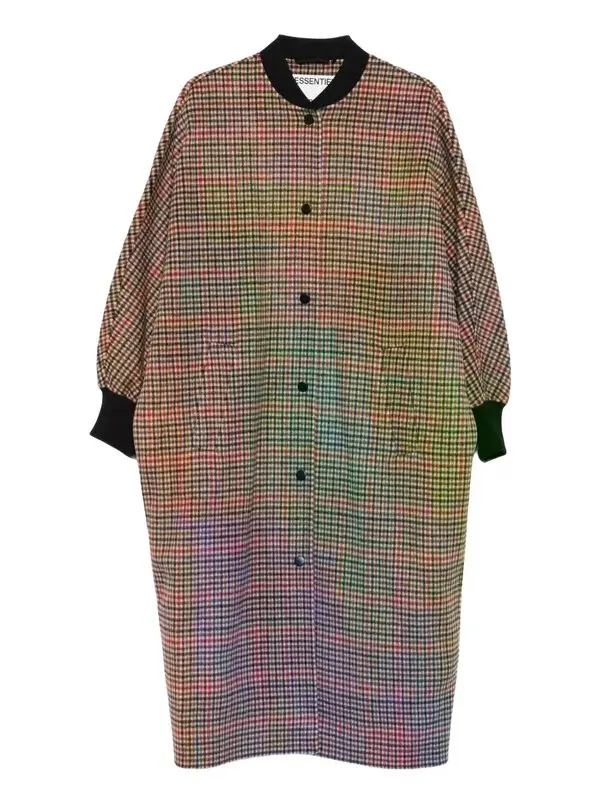 Essentiel Antwerp Check-pattern Wool Coat - Brown