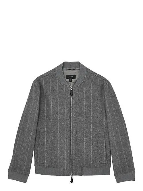 REISS Baddow Zip-up Striped Wool-blend Bomber Jacket - Grey