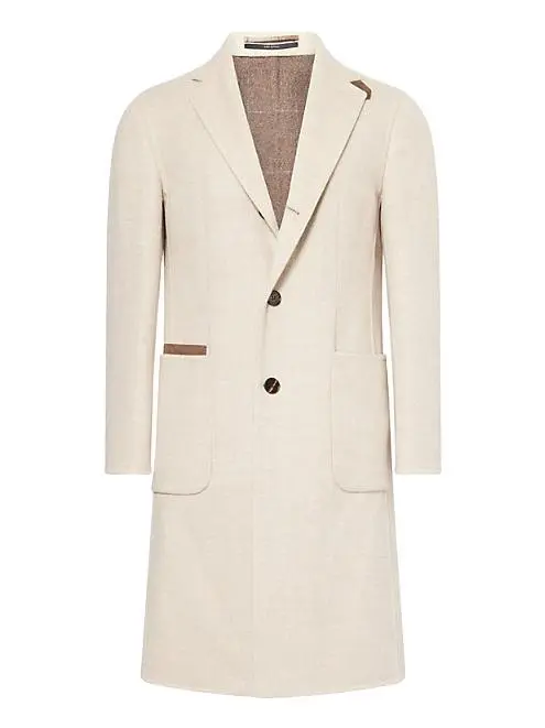 Dunhill Notched-lapel Wool Chesterfield Coat - Natural