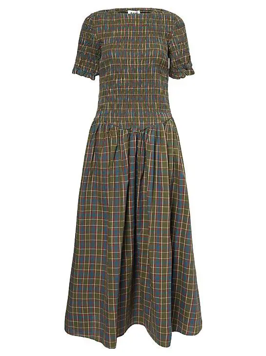 AMY LYNN Check-print Cotton-poplin Maxi Dress - Green