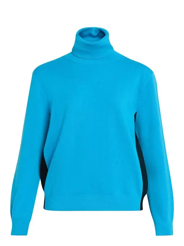 ZANKOV Walter Colorblock Merino Wool Turtleneck Sweater - Blublk
