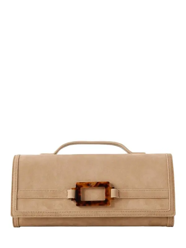 ROGER VIVIER Belle Vivier Buckled Clutch - Brown