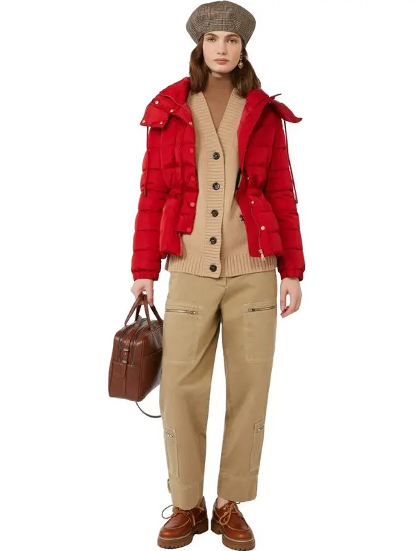 Max Mara Short Down Jacket In Water-repellent Taffeta - Red