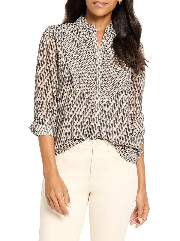 NIC+ZOE Abstract Dot Chiffon Top - Neutral Multi
