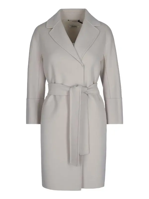 Max Mara Tie Detailed Coat - Bianco Avorio