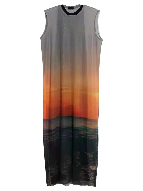 OSKLEN Sunset-print Tulle Dress - Grey