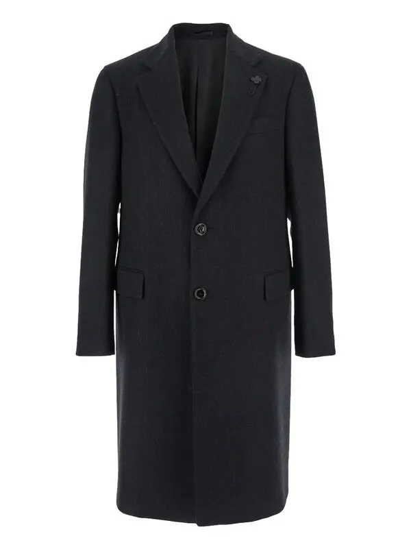 LARDINI Single-breasted Wool Coat With Classic Lapels - Grey