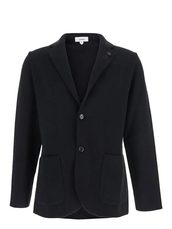LARDINI Cotton Button Jacket With Classic Lapels - Black