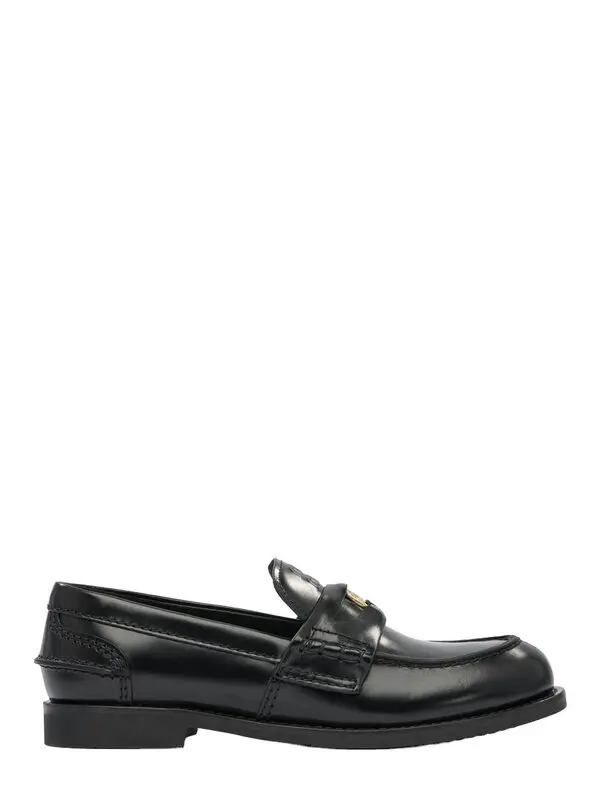 Miu Miu Brushed Leather Loafers - Black
