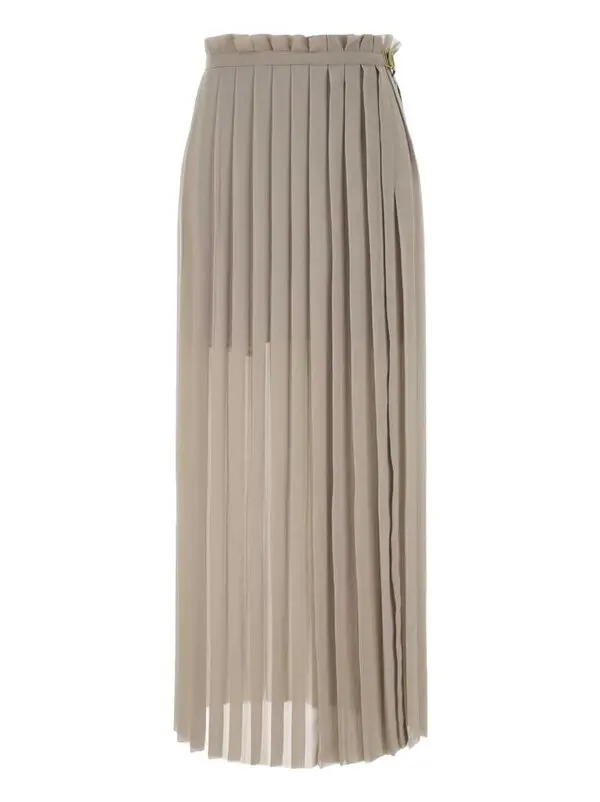 Ami Pleated Polyester Skirt - Beige O Tan