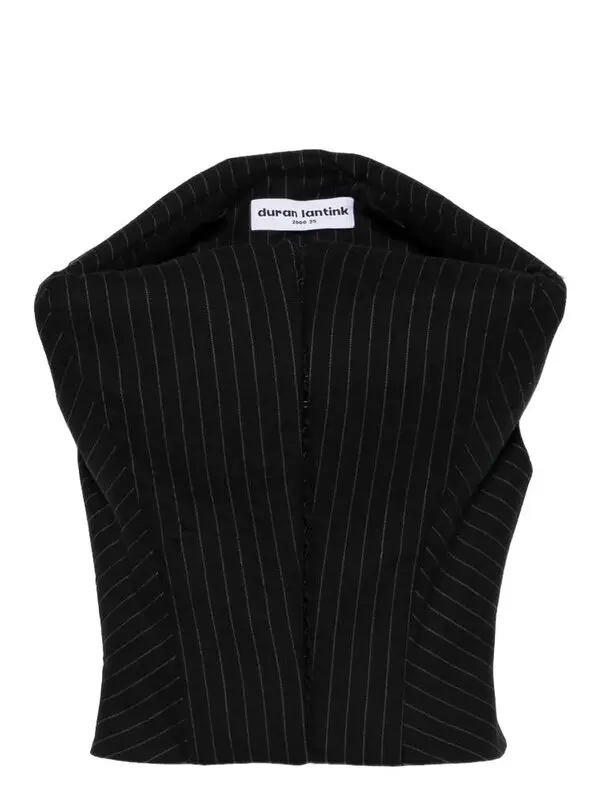 DURAN LANTINK Sleeveless Pinstripe Top - Black