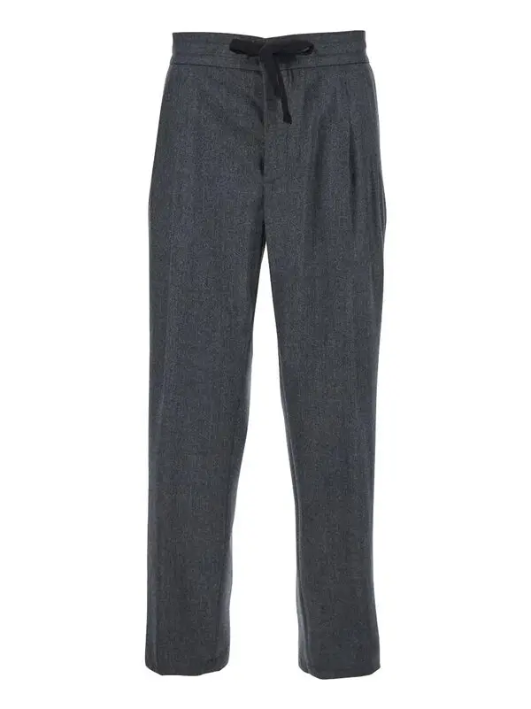 Dolce & Gabbana Wool Blend Trousers With Drawstring - Grey