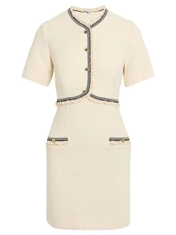 Sandro Crochet-trimmed Tweed Mini Dress - Ecru