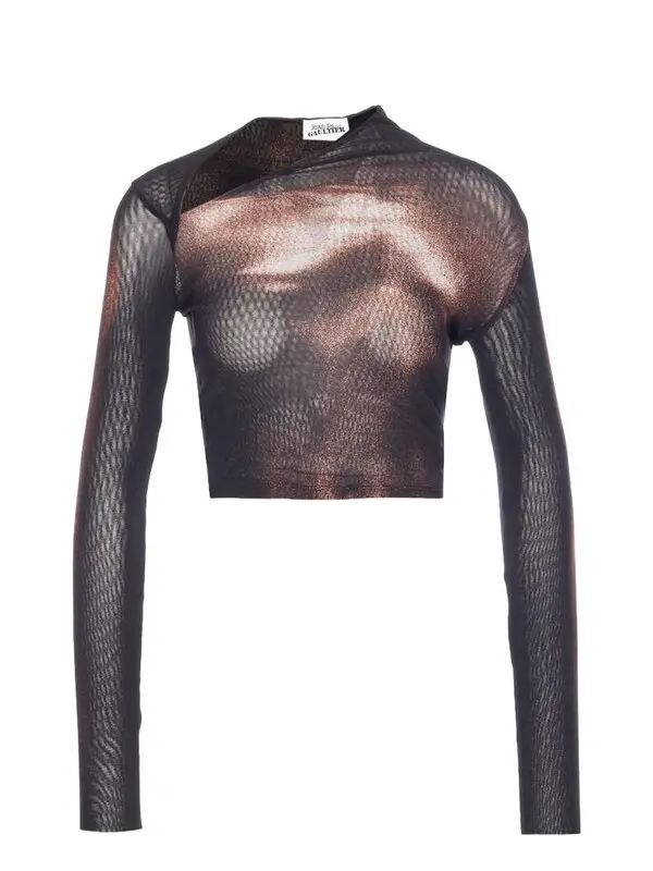 Jean Paul Gaultier Asymmetric Mesh Top - Black