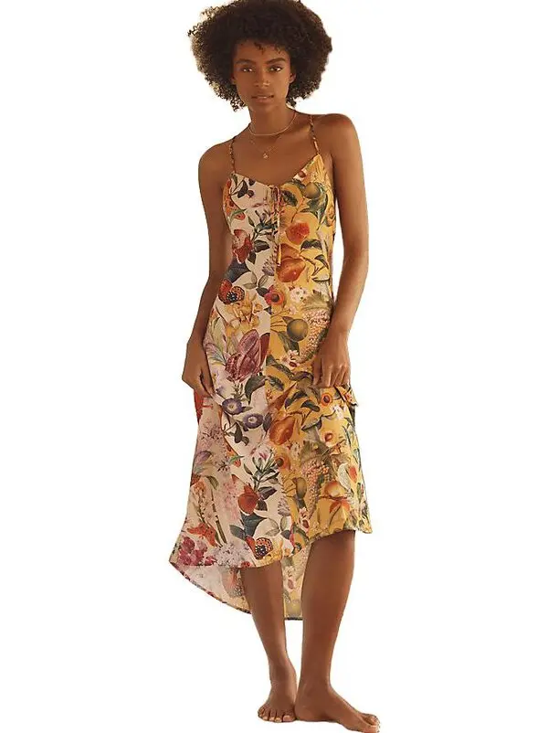 LYREBIRD Burcu Korkmazyurek X Silky Slip Midi Dress - Neutral Pattern