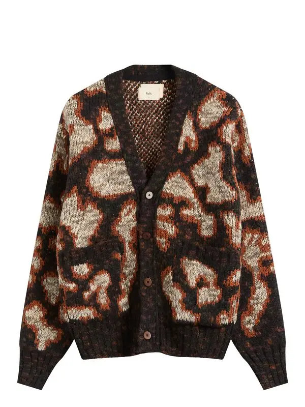 Folk Mixed Yarn Cardigan - Espresso Mix