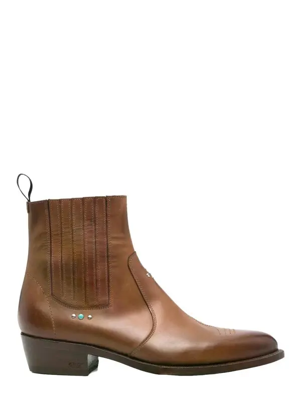 LIDFORT Stone-embellished Leather Boots - Brown