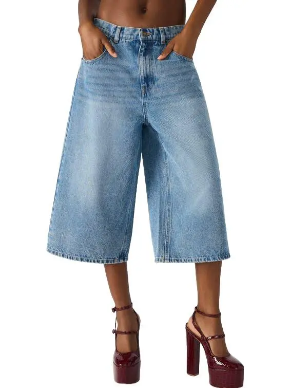 Steve Madden Low Rise Bermuda Denim Shorts - Forever Blue