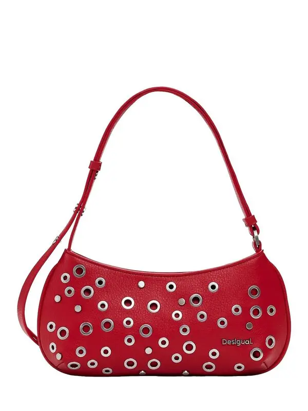 Desigual Faux Leather Crossbody Bag With Studded Detail - Red