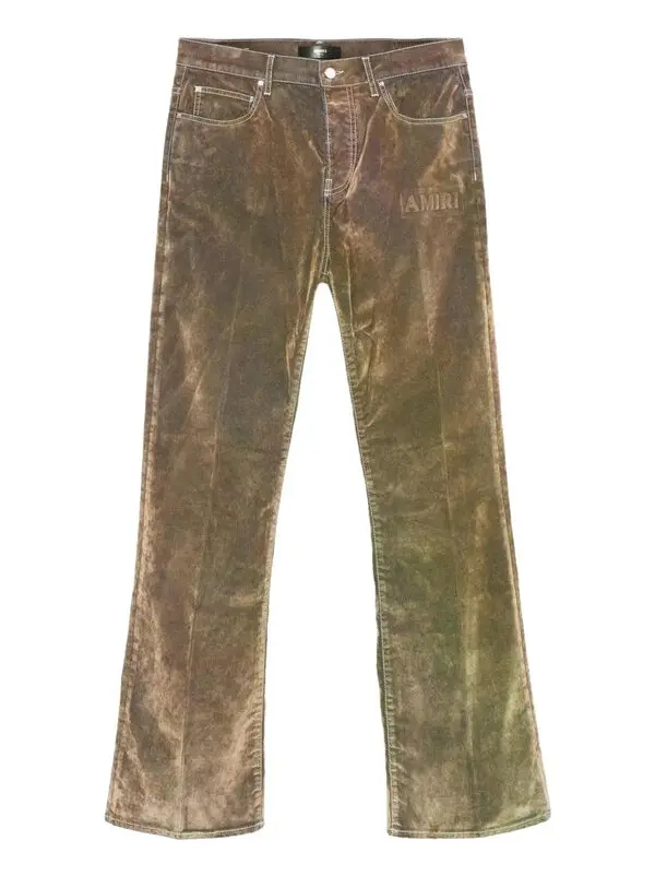 Amiri Embroidered Flare Leg Jeans - Neutrals