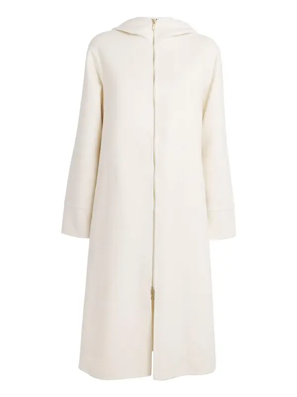 Eleventy Wool Hooded Zip-up Coat - White