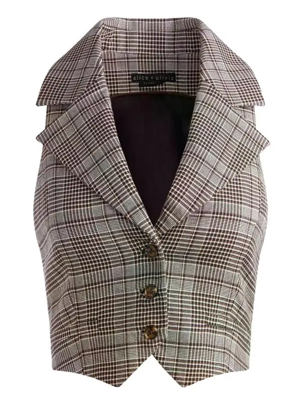 Alice + Olivia Donna Checked Waistcoat - Grey