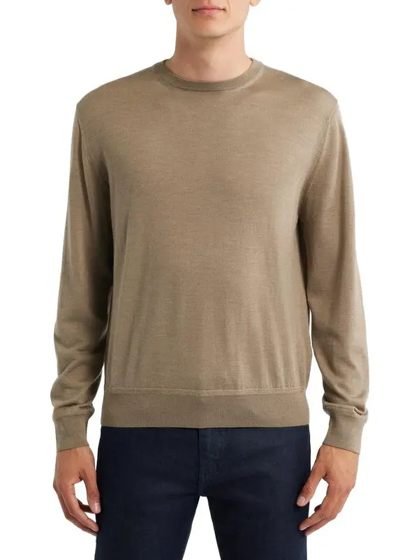 Canali Long Sleeve Crewneck Sweater - Brown