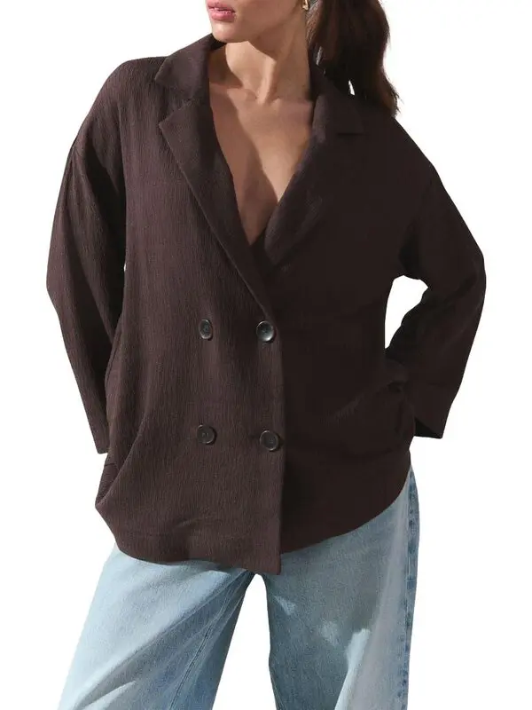 NEXT Textured Relaxed Fit Blazer - Brown