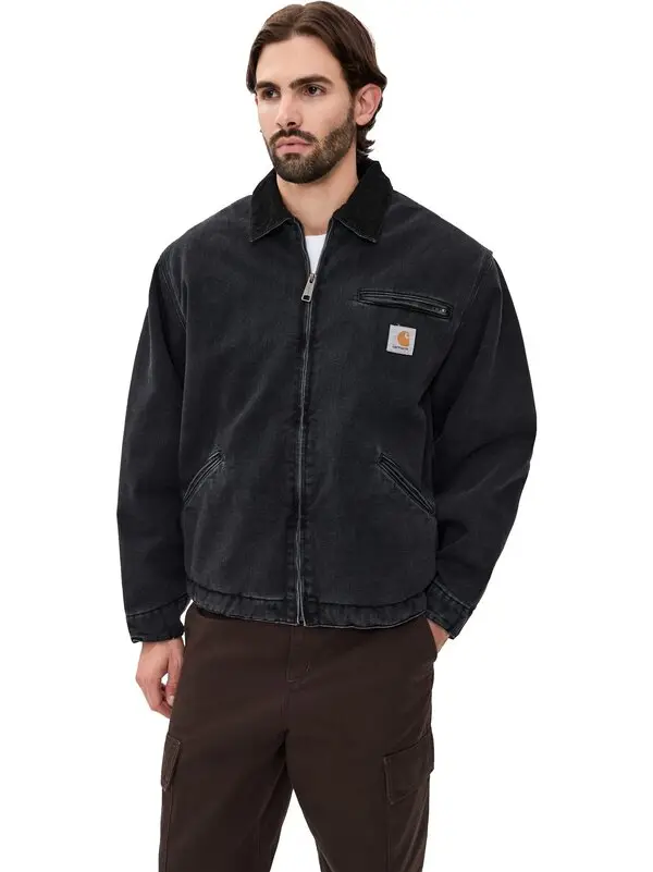 Carhartt Work In Progress Og Detroit Jacket - Black/black (stone Washed)