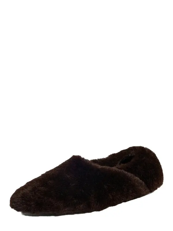 Proenza Schouler Ruched Shearling Slippers - Chocolate