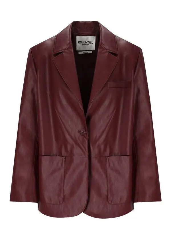 Essentiel Antwerp Single-breasted Faux Leather Blazer - Red