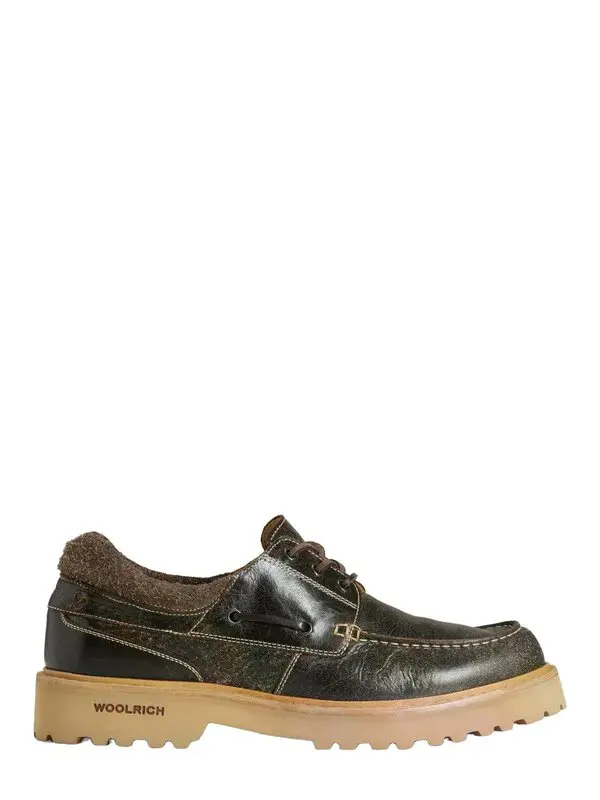 Woolrich Leather Lace-up Boat Shoes - Brown