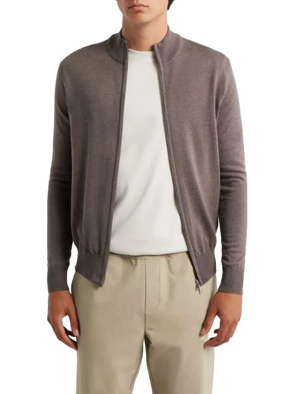 AURELIEN Cashwool® Full Zip Sweater - Ash Grey