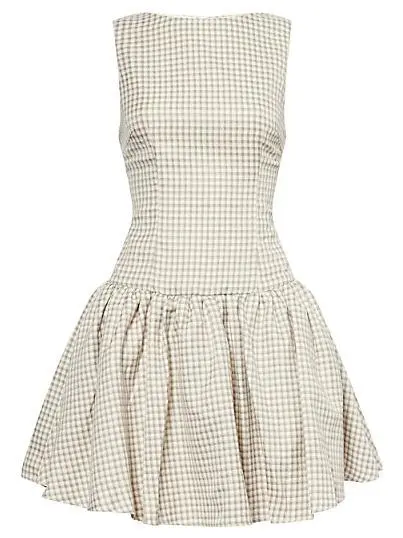 AMY LYNN Gingham Cotton-poplin Mini Dress - Grey