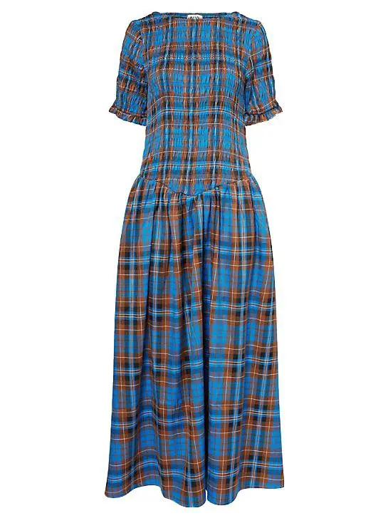 AMY LYNN Check-print Woven Maxi Dress - Blue