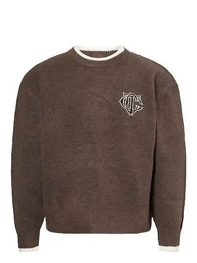 THE COUTURE CLUB Emblem Crewneck Knitted Jumper - Brown
