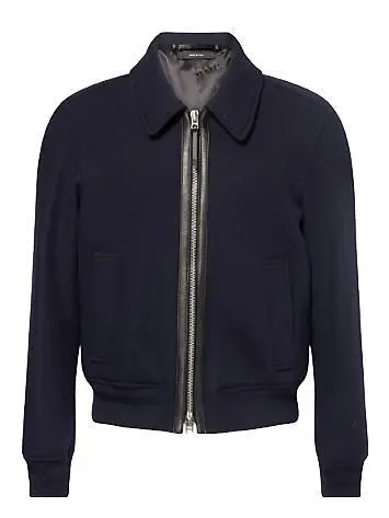 TOM FORD Pointed-collar Double-face Twill Wool Jacket - Navy