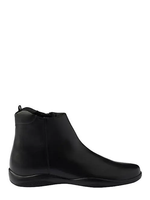 Prada Toblach Leather Ankle Boots - Black