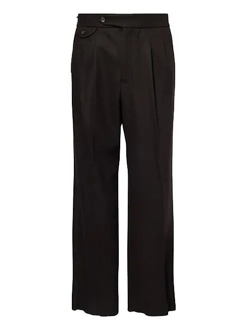 Emporio Armani Flat Front Straight-leg Wool Trousers - Meteorite