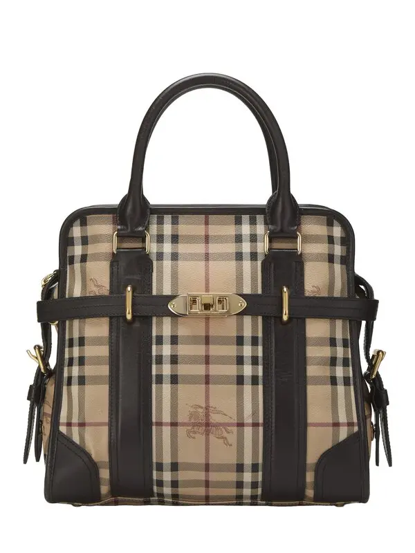 Burberry Haymarket Check Coated Canvas Minford Portrait Tote Medium - Beige