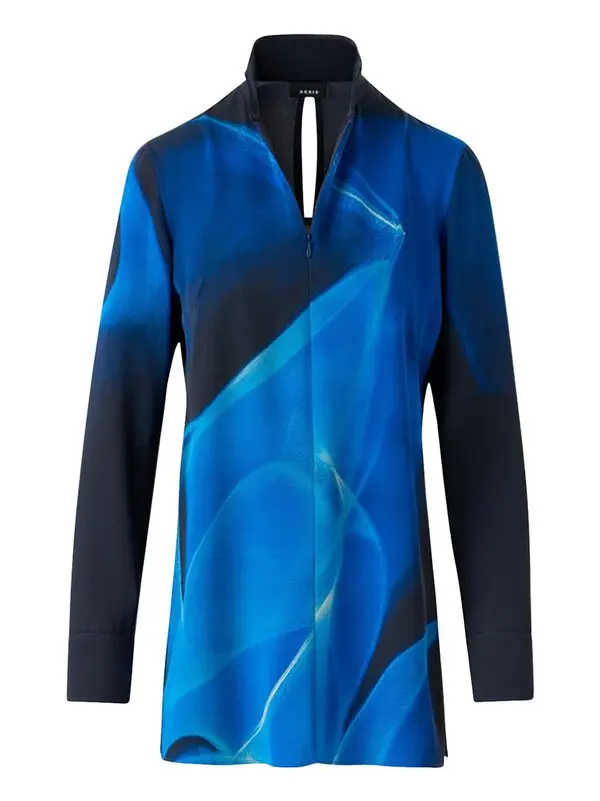 Akris Alyson's Cyanotype Printed Tunic Blouse - Navy-royal