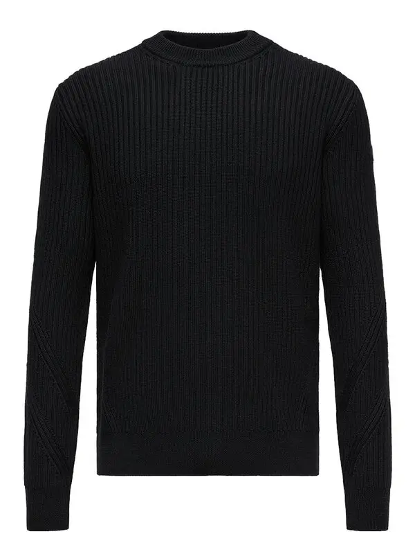 Moncler Wool Sweater With Pocket - Black