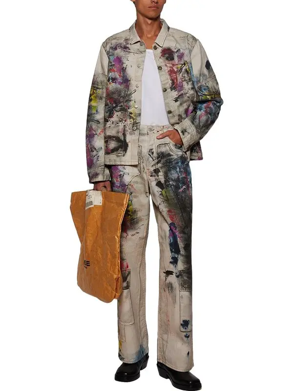 Acne Studios Loose Fit Jeans With Trompe-l'oeil Print - White