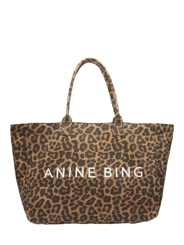 ANINE BING Leo Print Canvas Tote - Leopard