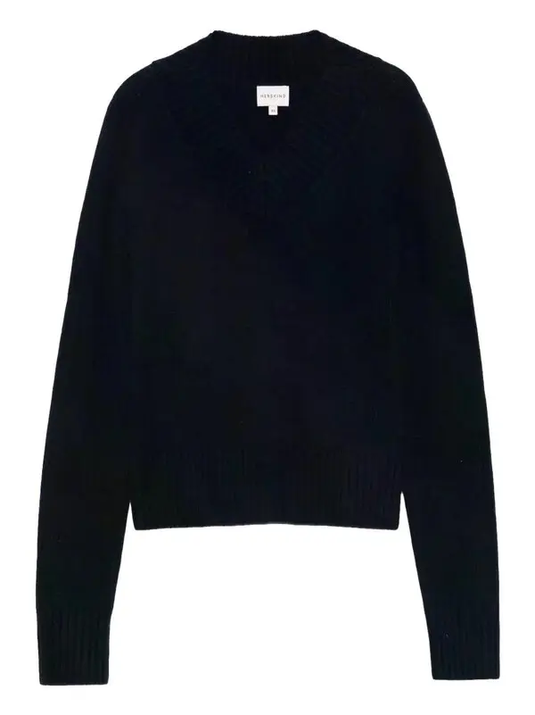 HERSKIND V-neck Ribbed Sweater - Blue
