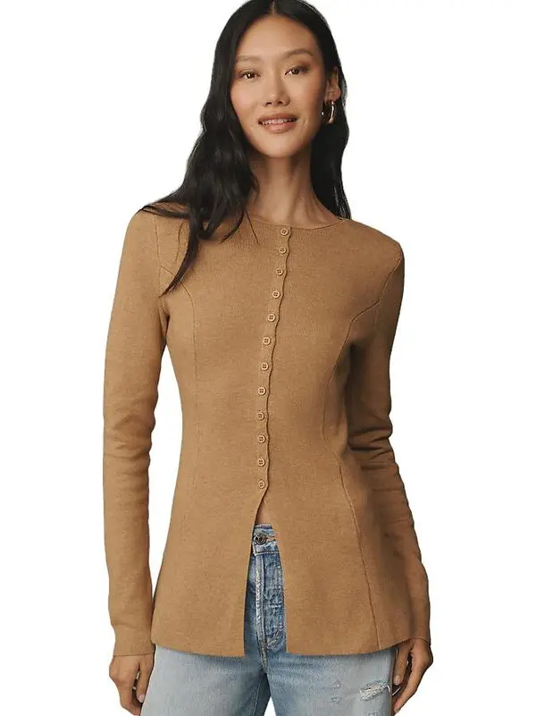 ALIGNE Waisted Cardigan Sweater - Camel
