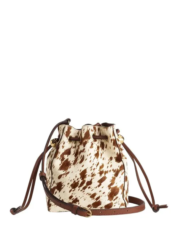 Madewell Mini Calf Hair Crossbody Bucket Bag - Soft Mahogany Multi