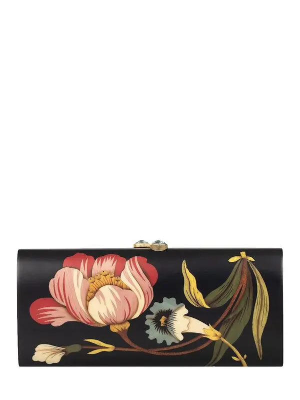 SILVIA FURMANOVICH 18k Yellow Gold Marquetry Clutch With Camelia, Topaz, And Ruby - One-color