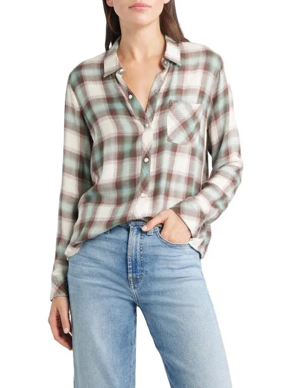 Rails Hunter Plaid Button-up Shirt - Birch Olive Teal